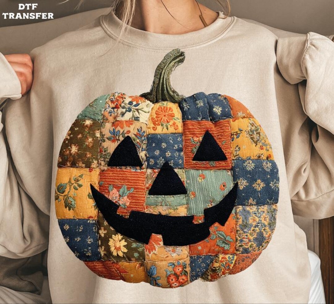 Retro Halloween DTF Transfer: Pumpkin Ghost Spooky Design, Ready to ...