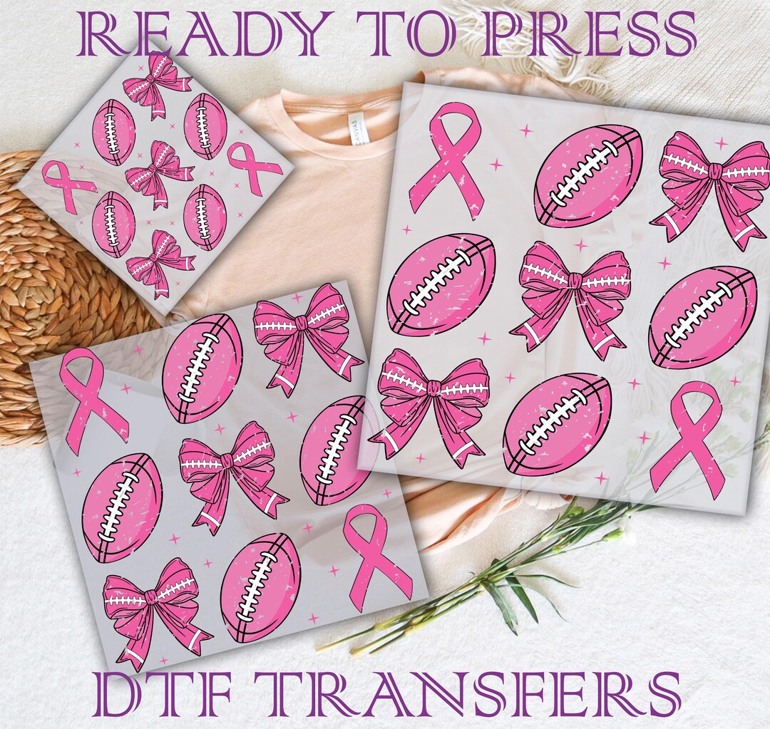 Coquette Breast Cancer Football Dtf, Cancer Ribbons Ready to Press, DTF ...
