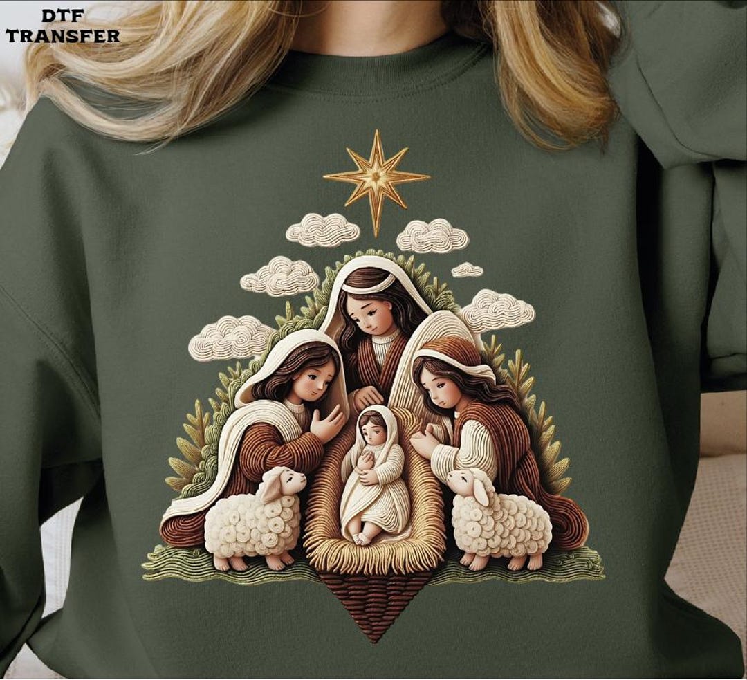 Christmas Jesus Faux Latch Hook Yarn Crochet DTF Transfer: Joy to the ...