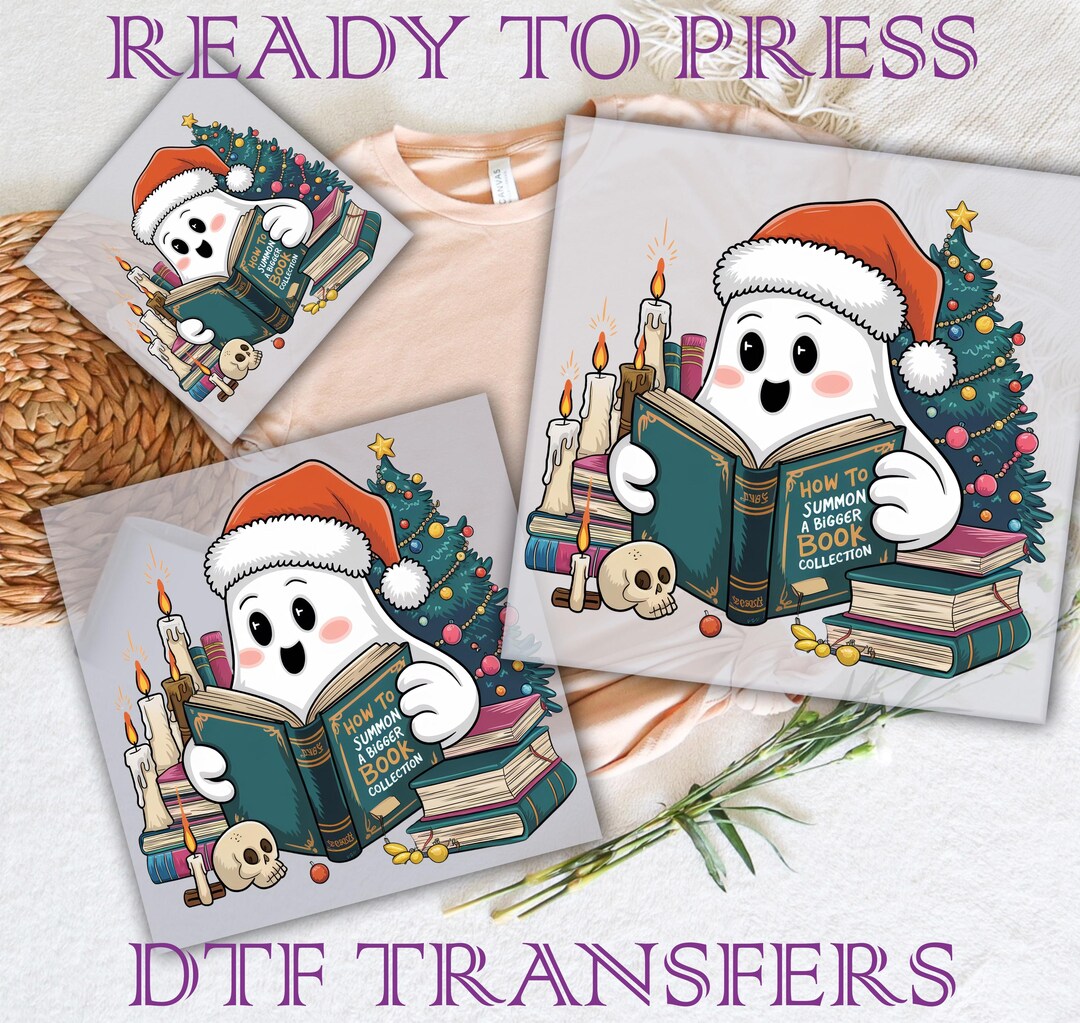 Christmas Ghost Reading Book DTF Transfer, Ready to Press - Etsy