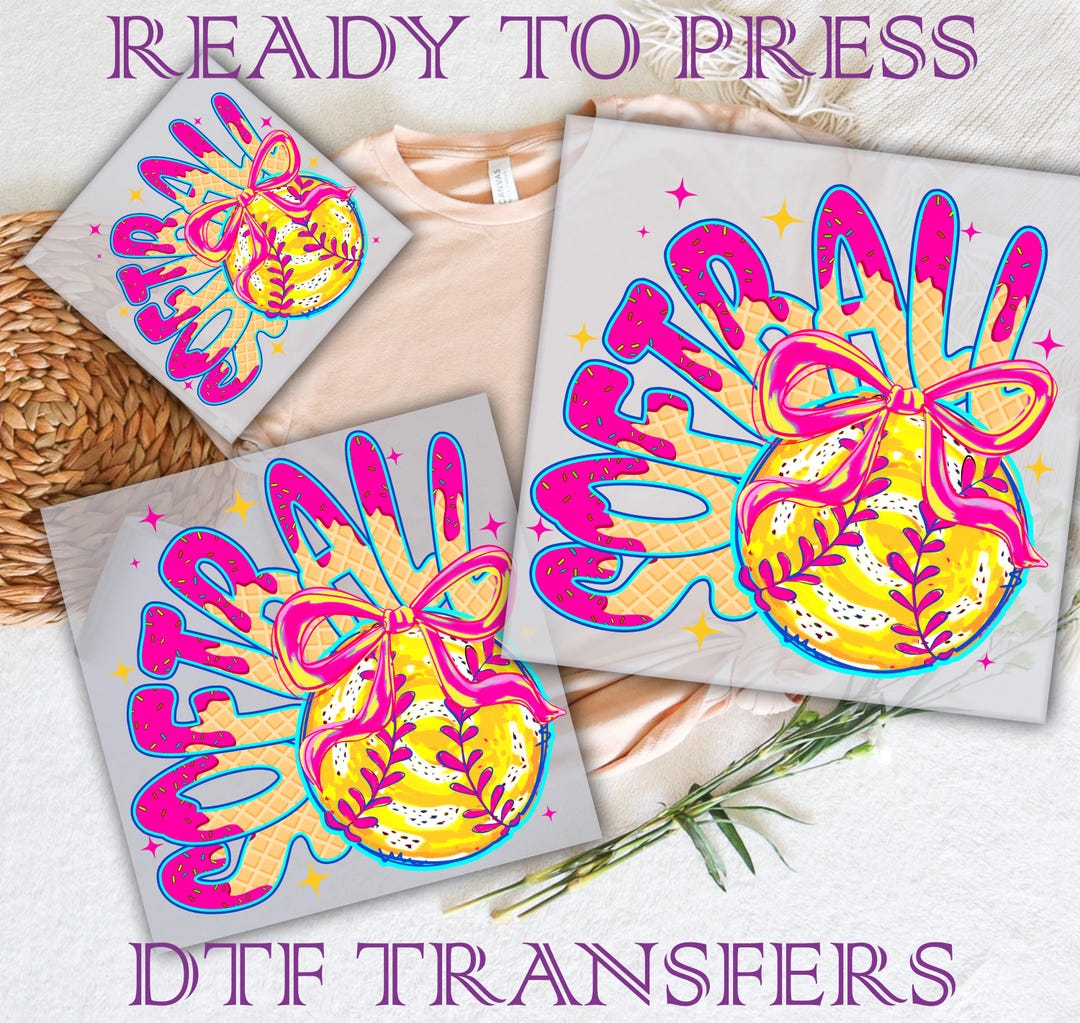 Softball Game Day Drip Ready to Press, Preppy Softball Ice Cream Drip ...