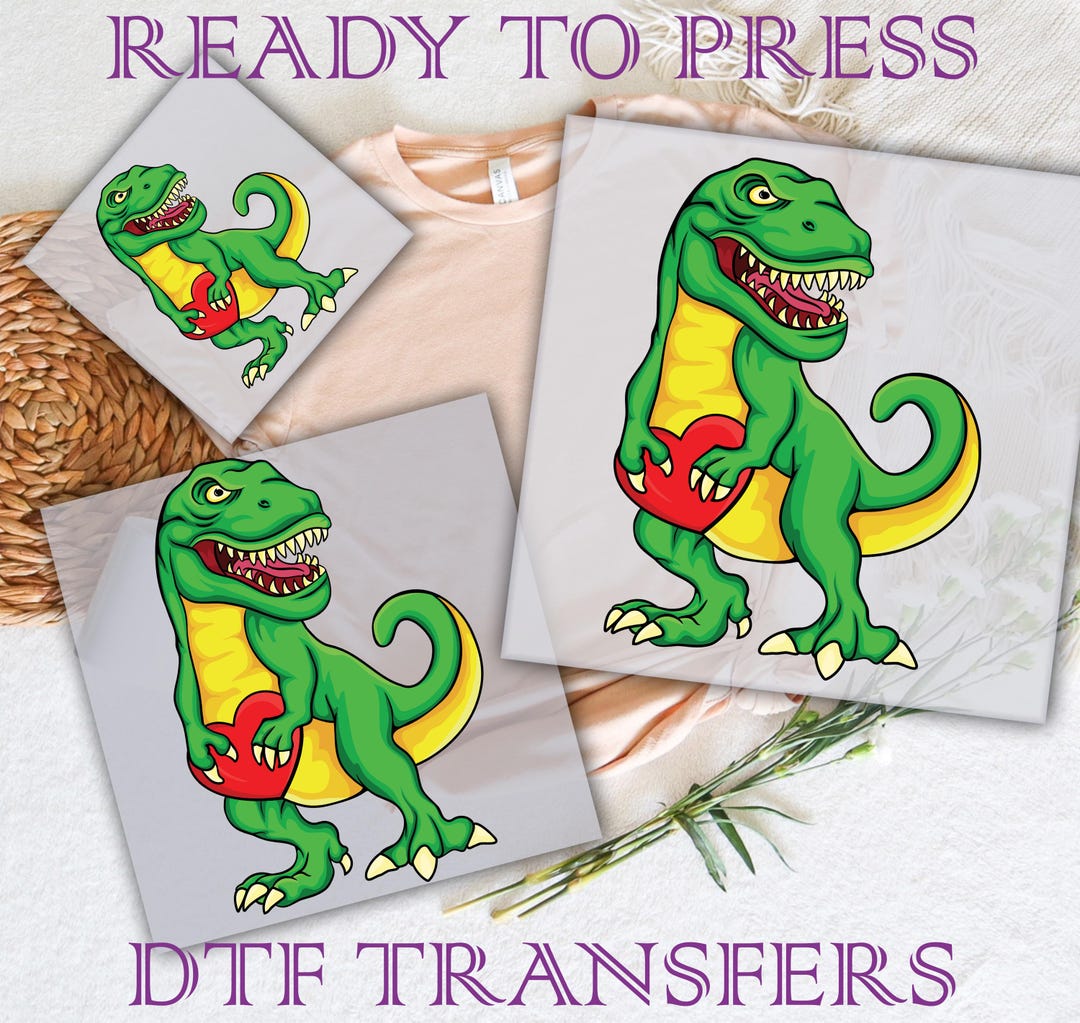 Valentine's Day T-rex Dtf, Dino Love Dtf, T-rex Valentine Ready to ...