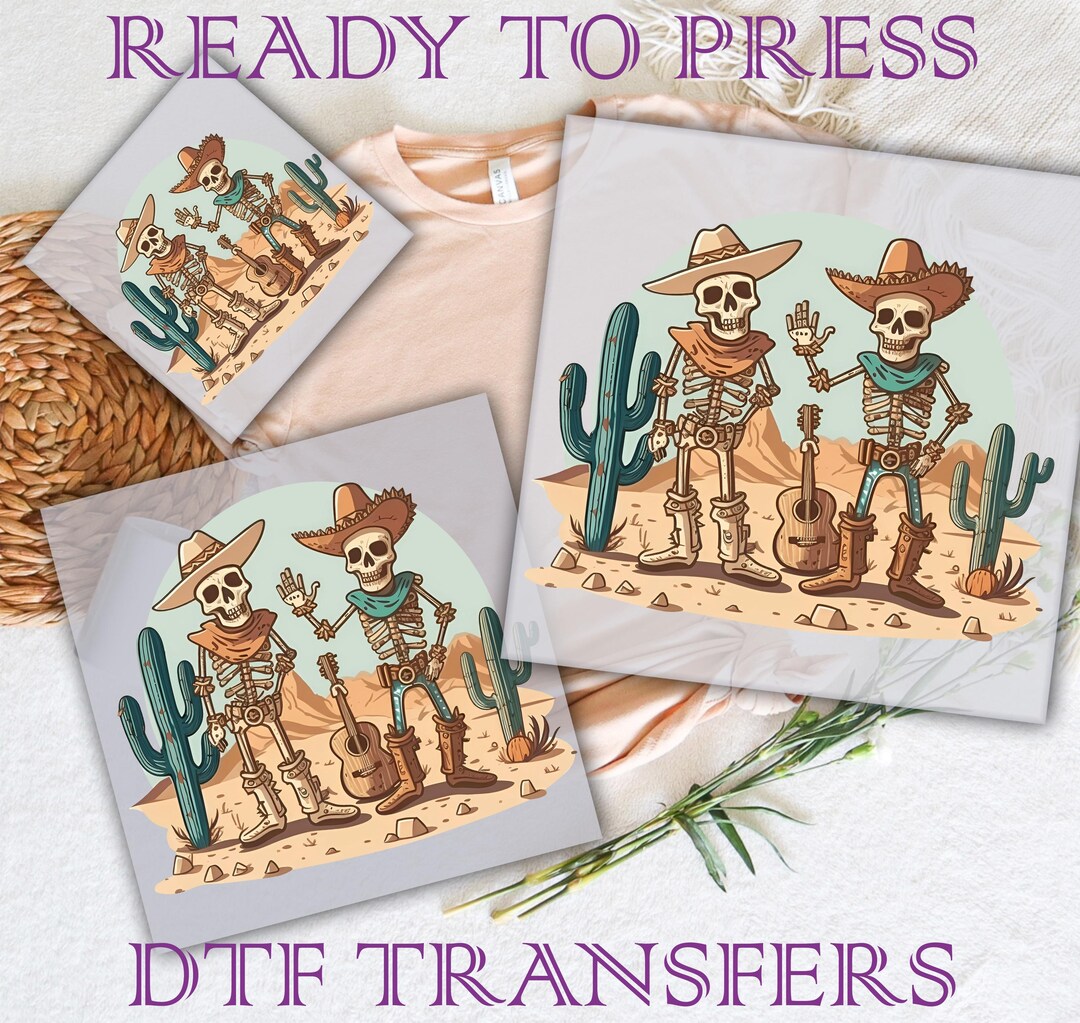 Howdy Skeleton Halloween DTF, Western Halloween Ready to Press, Cowboy ...