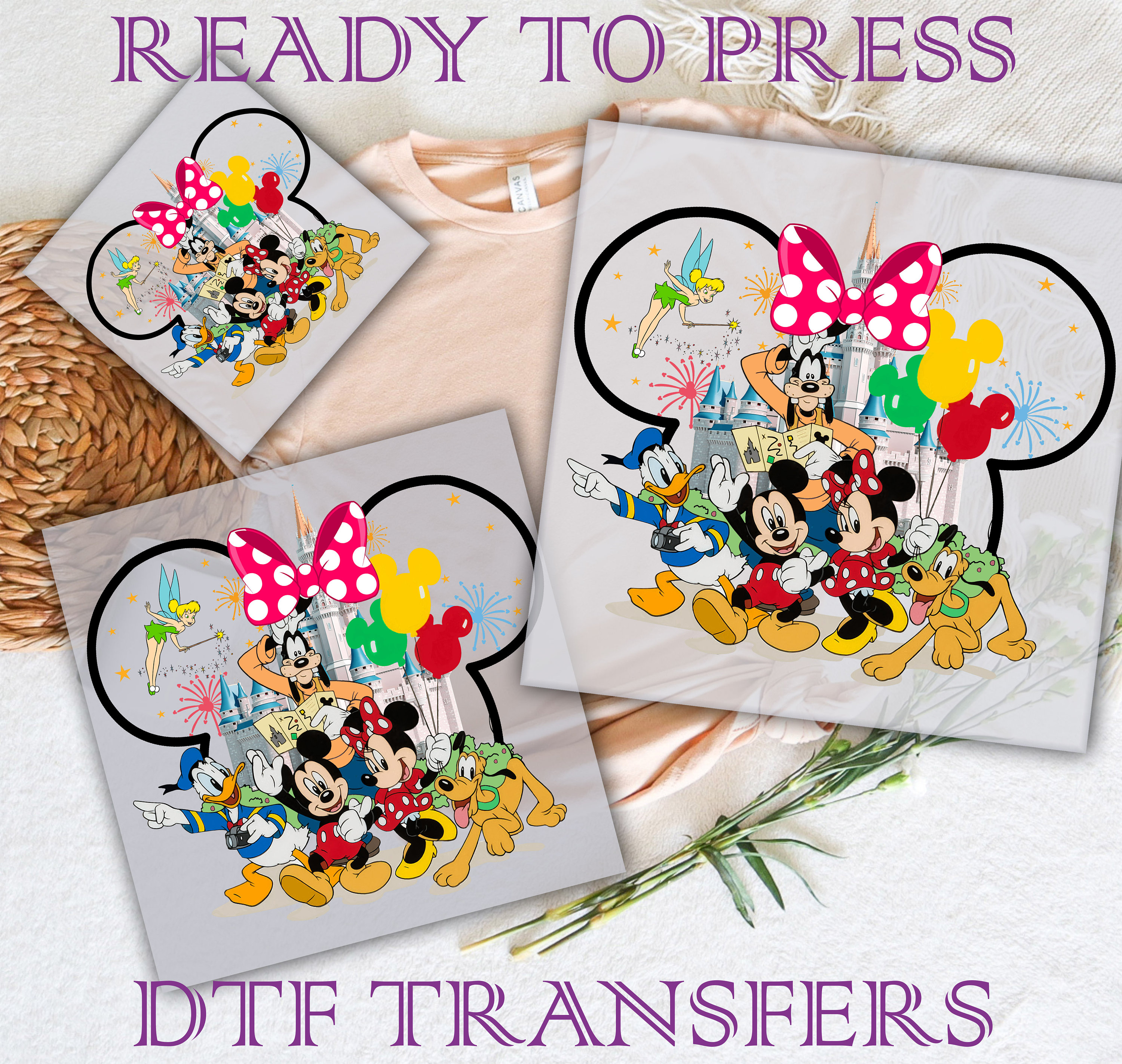 Mickey and Friends DTF Transfer, Disney Ready to Press, Family Vacation ...