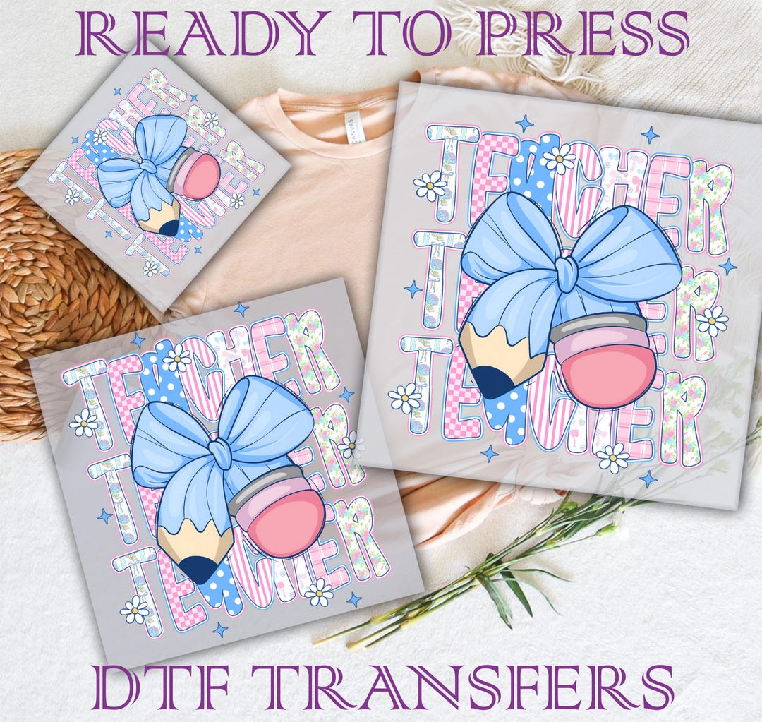 Preppy Teacher Coquette Bow DTF Transfer: Back to School Ready to Press ...
