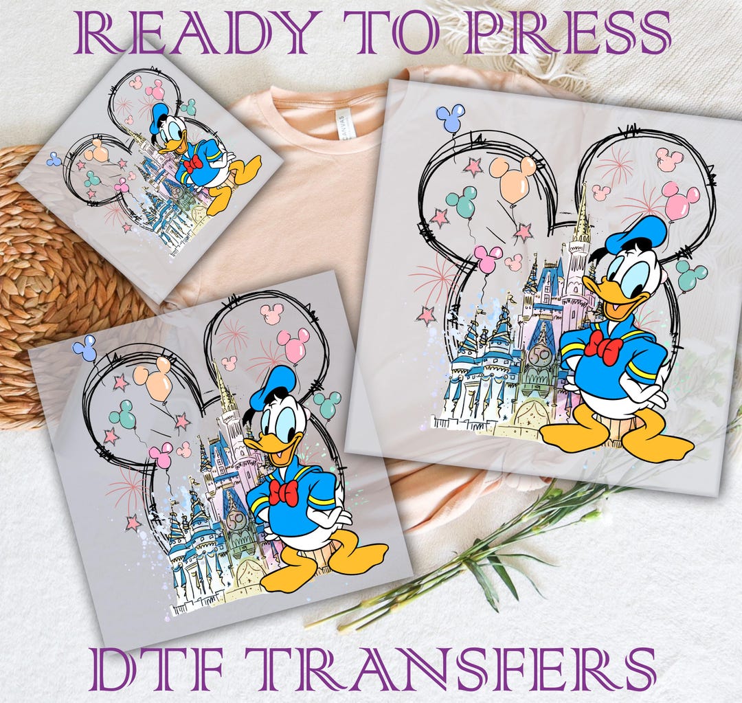 Disney Watercolor Donald DTF Transfer, Disney Donald Ready to Press ...