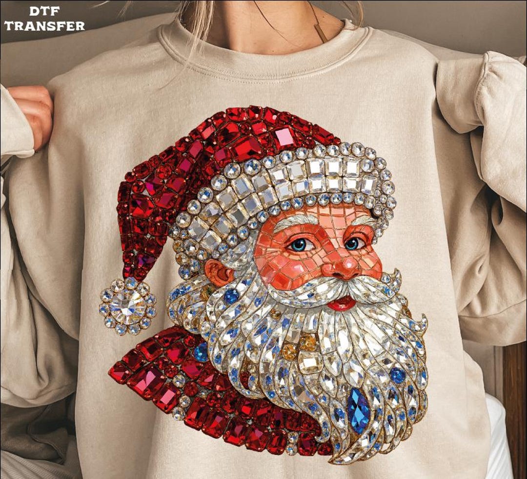 Rhinestone Santa Ready to Press: Faux Bling Christmas Dtf Transfer - Etsy