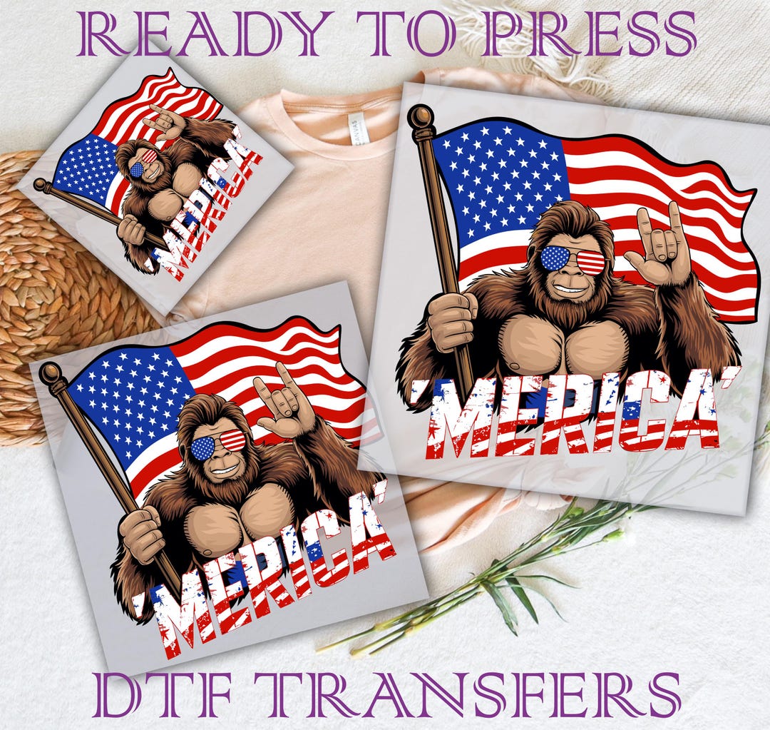 Merica Flag DTF Transfers, Happy Birthday America Read to Press ...
