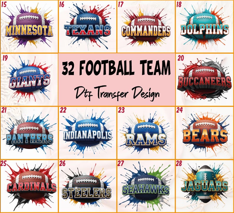3D Football Drip Team Logo DTF Transfer: Ready to Press - Etsy