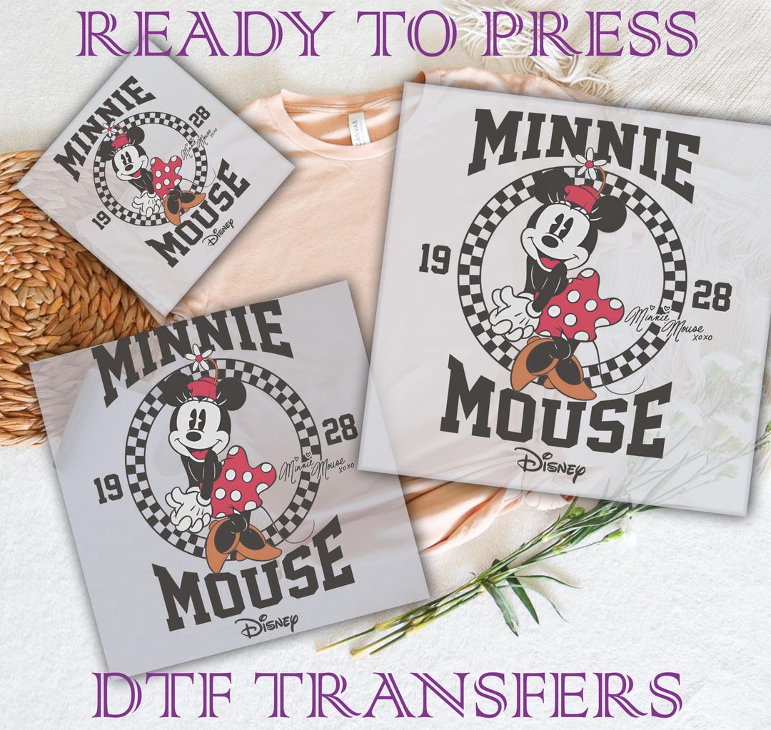 Retro Minnie Mouse Checkered DTF Transfer, Ready to Press - Etsy