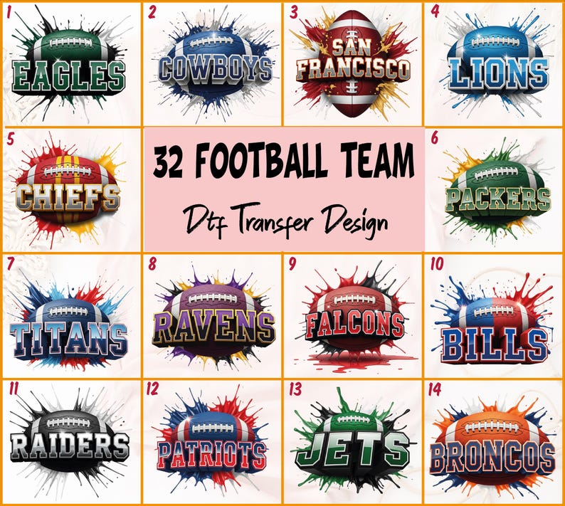 3D Football Drip Team Logo DTF Transfer: Ready to Press - Etsy