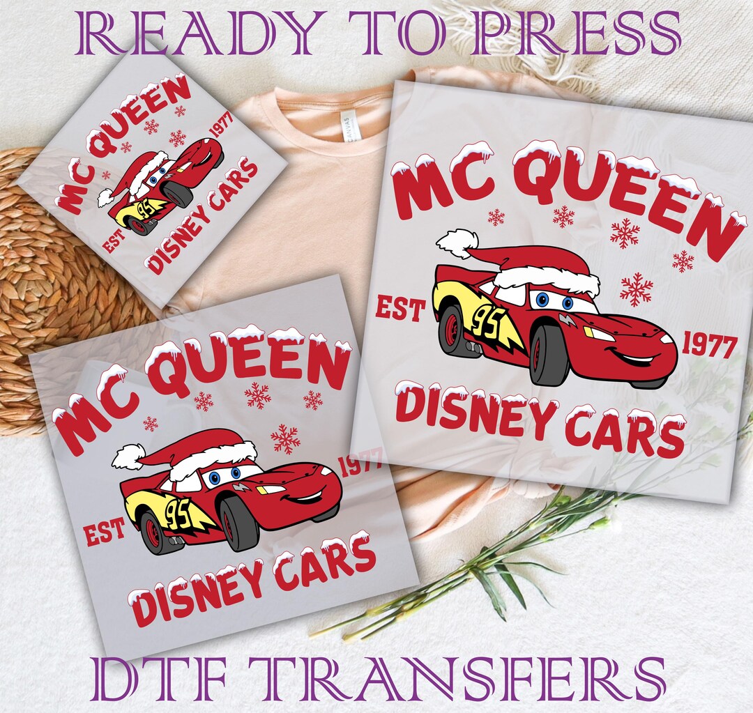 Disney Cars Christmas DTF Print, Lightning Mcqueen Heat Transfer - Etsy