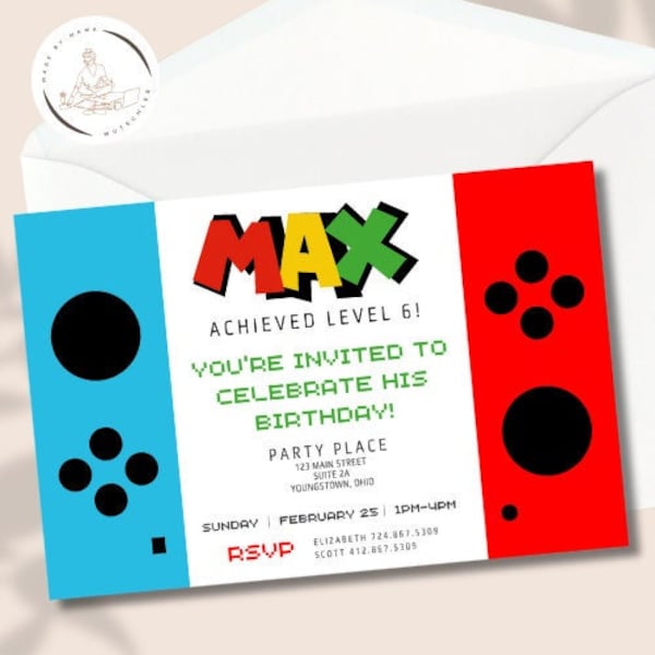 Nintendo Switch Invitation - Etsy