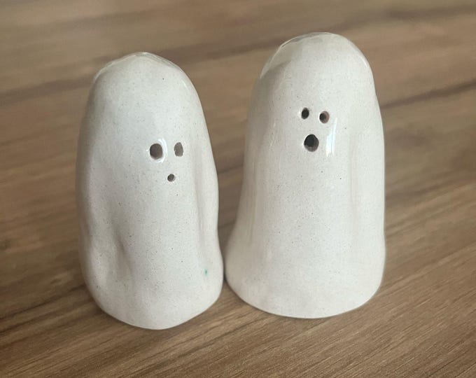 Handcrafted Ceramic Ghost Salt and Pepper Shakers – Minimalist ...