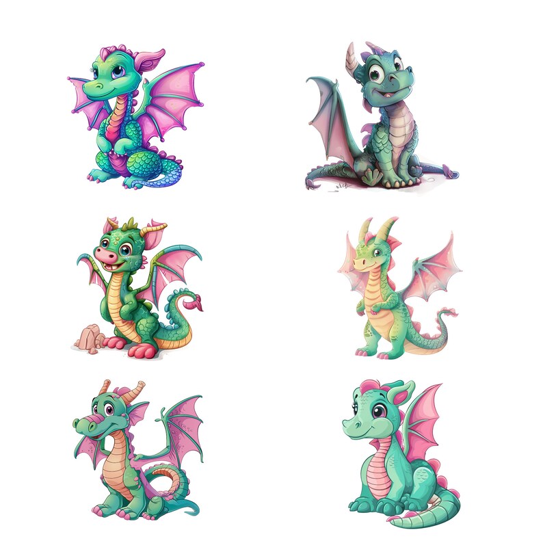 Cute Dragons: Digital Clipart Bundle, Instant Download PDF, Commercial ...