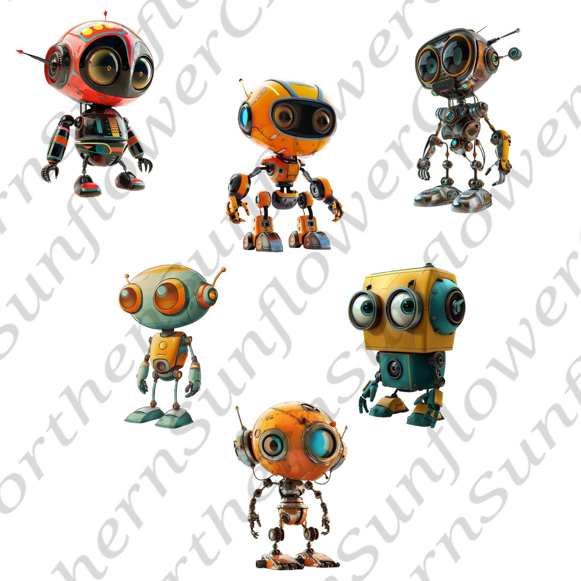 Robot Clipart Bundle, PNG Images, Commercial Use (digital Download) - Etsy