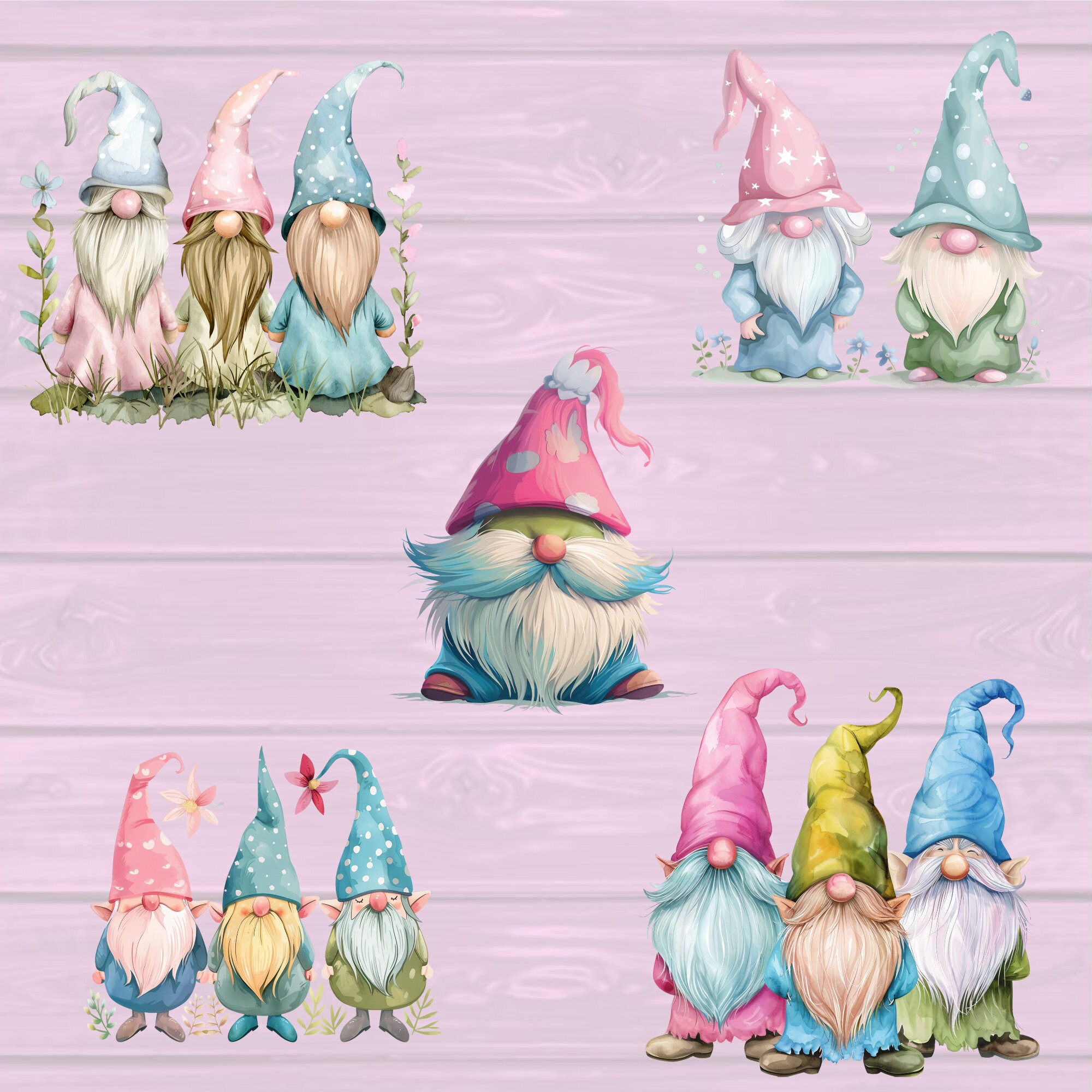 Spring Gnome Clipart: Garden Gnomes for Digital Crafting and Design ...