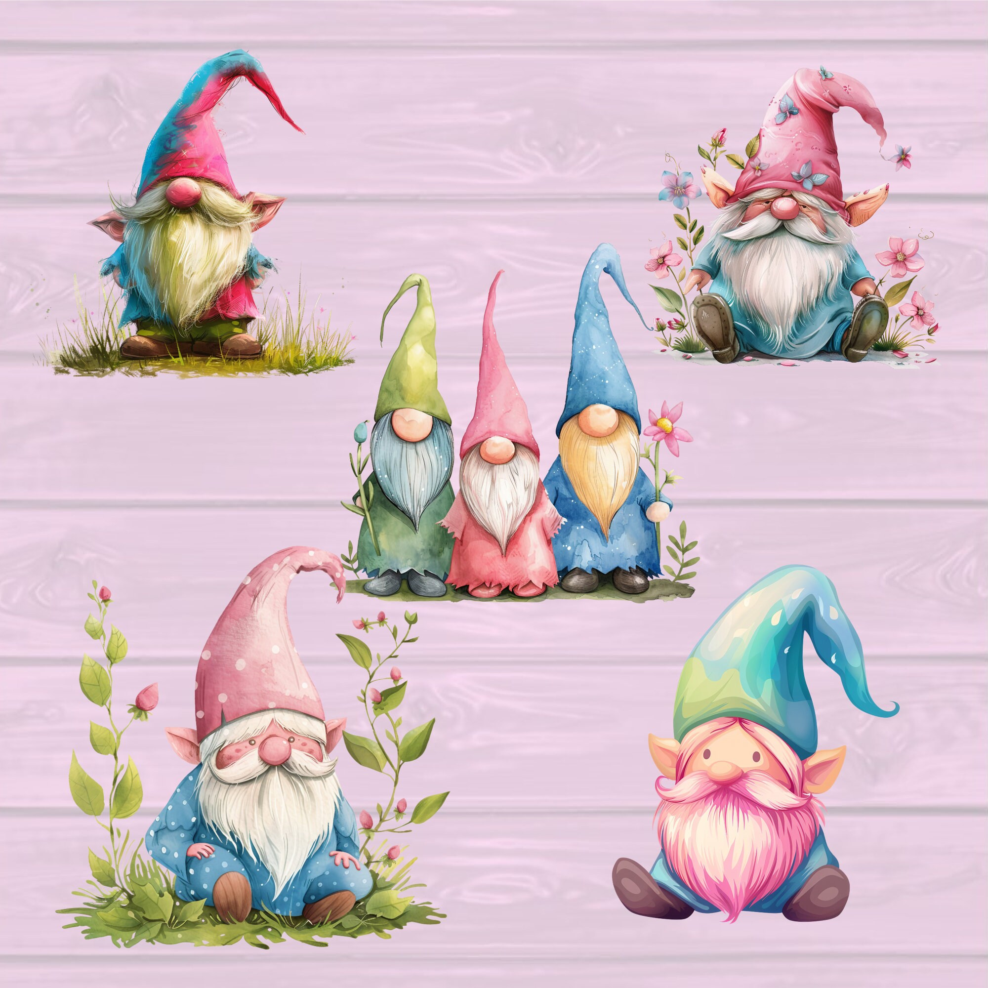 Spring Gnome Clipart: Garden Gnomes for Digital Crafting and Design ...
