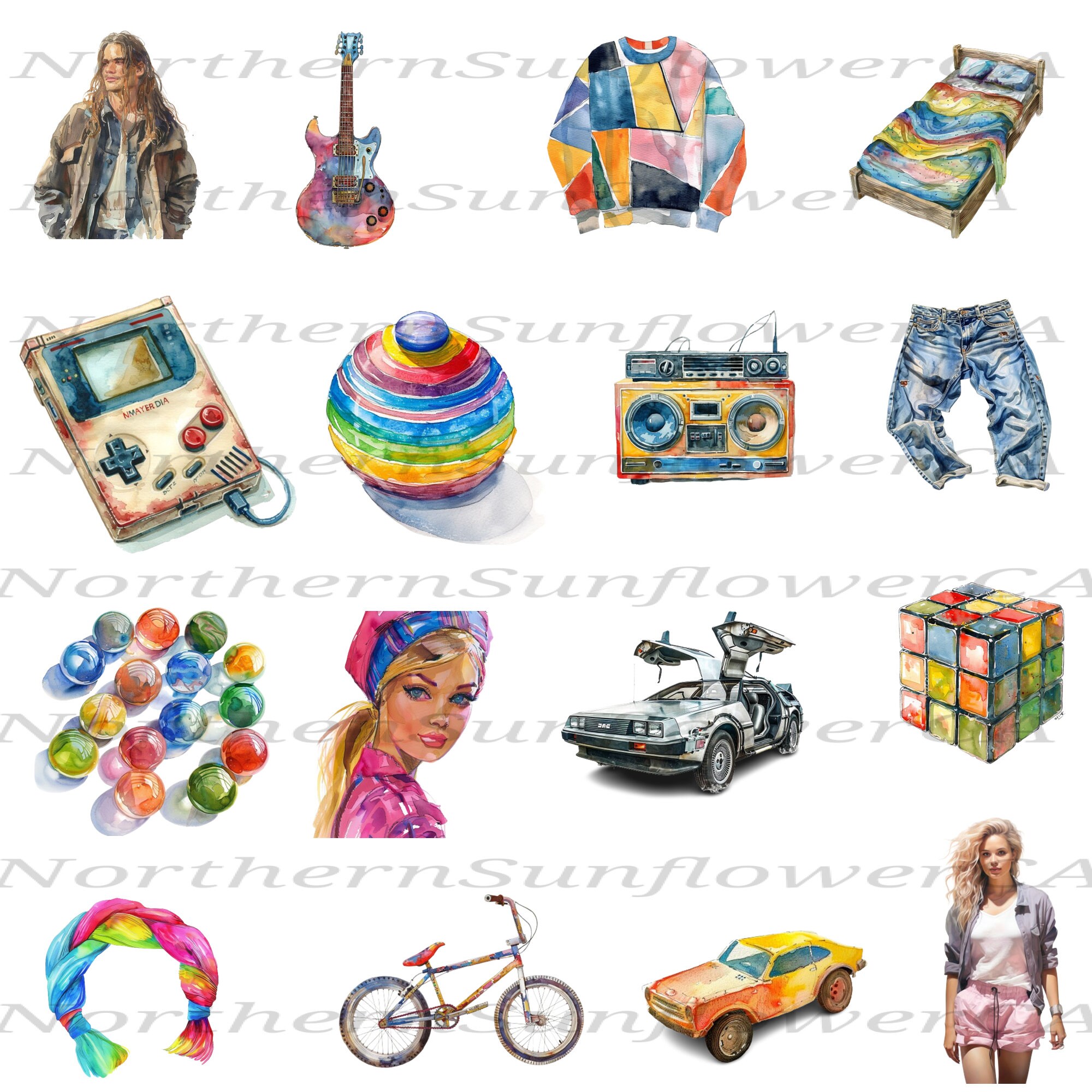 1980s Retro Clipart Bundle: Neon Graphics (digital Download) - Etsy UK
