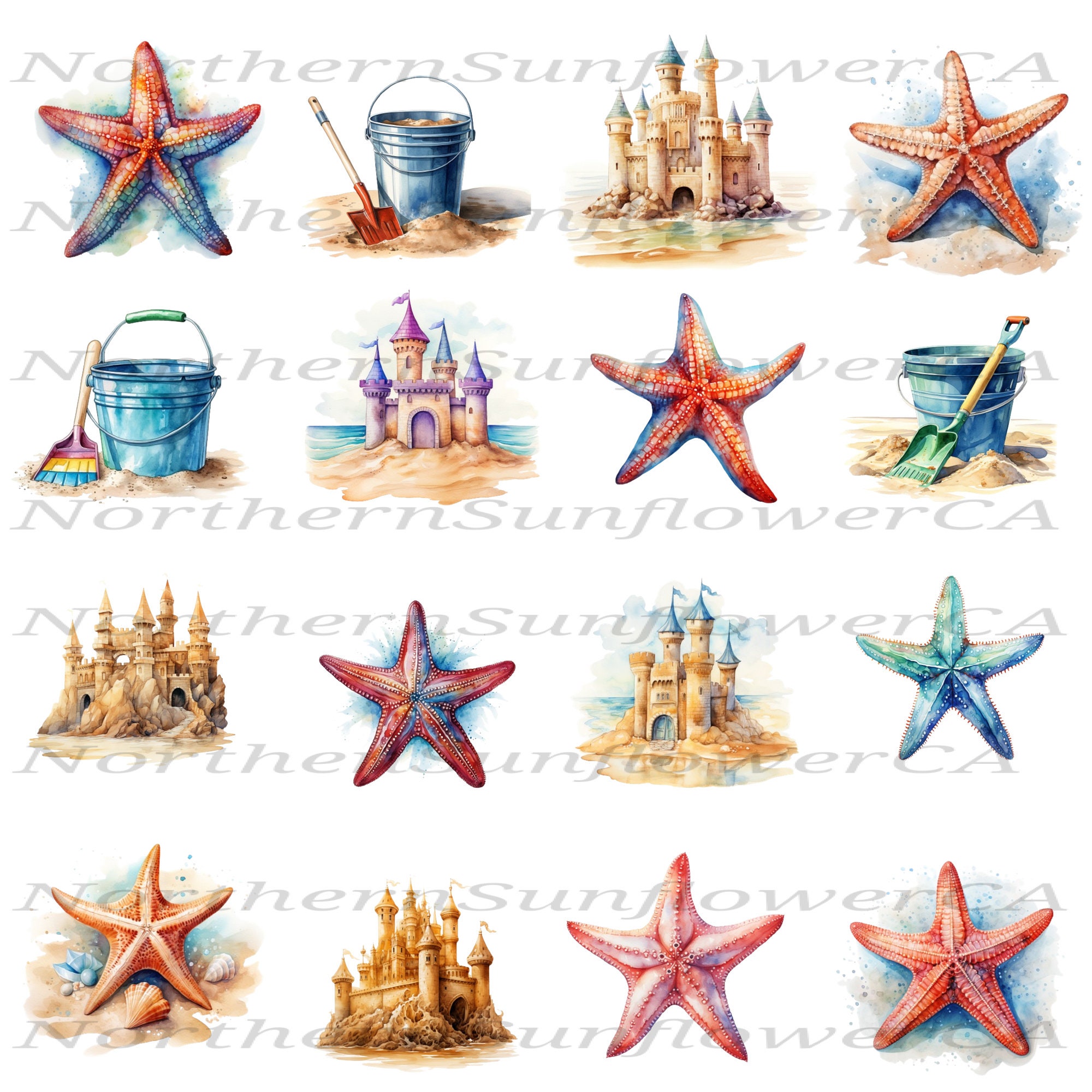 80 Beach Days Png Clipart Bundle for Crafts, 300 Dpi Image Scrapbooking ...