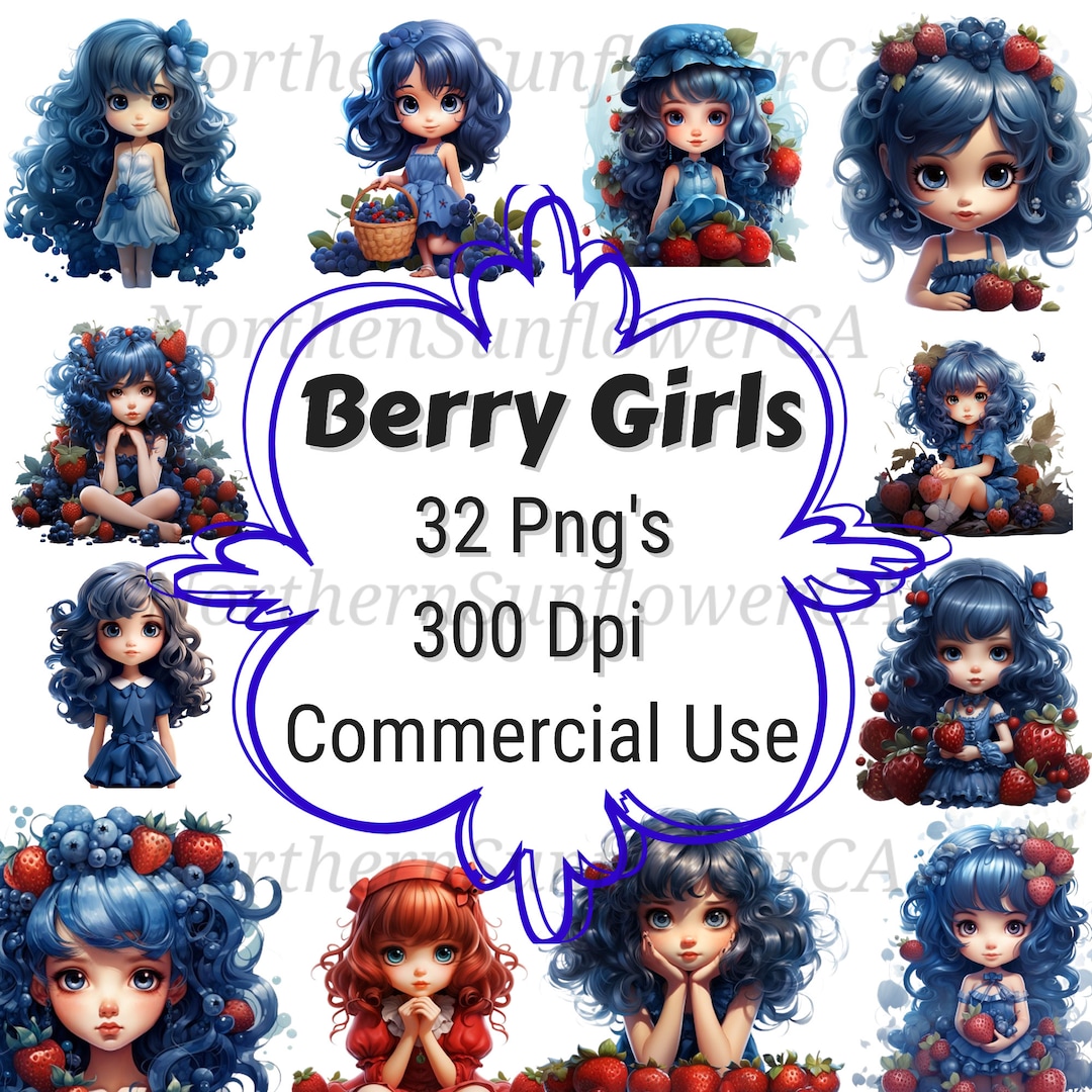 Berry Girls PNG Clipart Bundle, Transparent, Instant Download, T-shirts ...