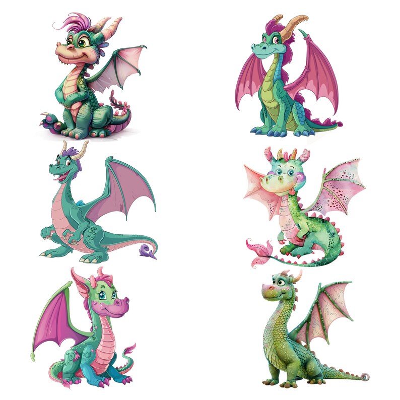 Cute Dragons: Digital Clipart Bundle, Instant Download PDF, Commercial ...