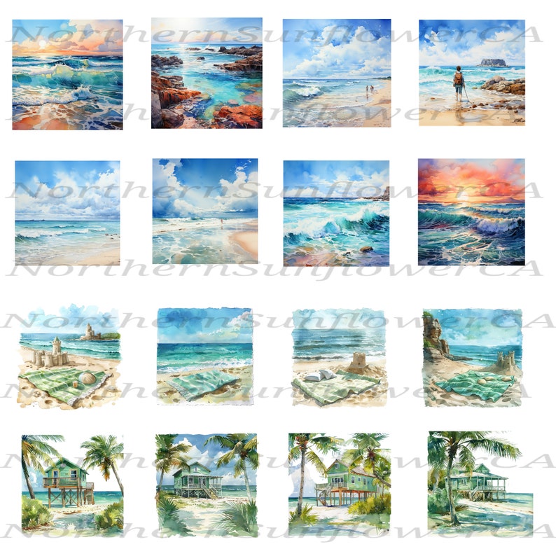 80 Beach Days Png Clipart Bundle for Crafts, 300 Dpi Image Scrapbooking ...
