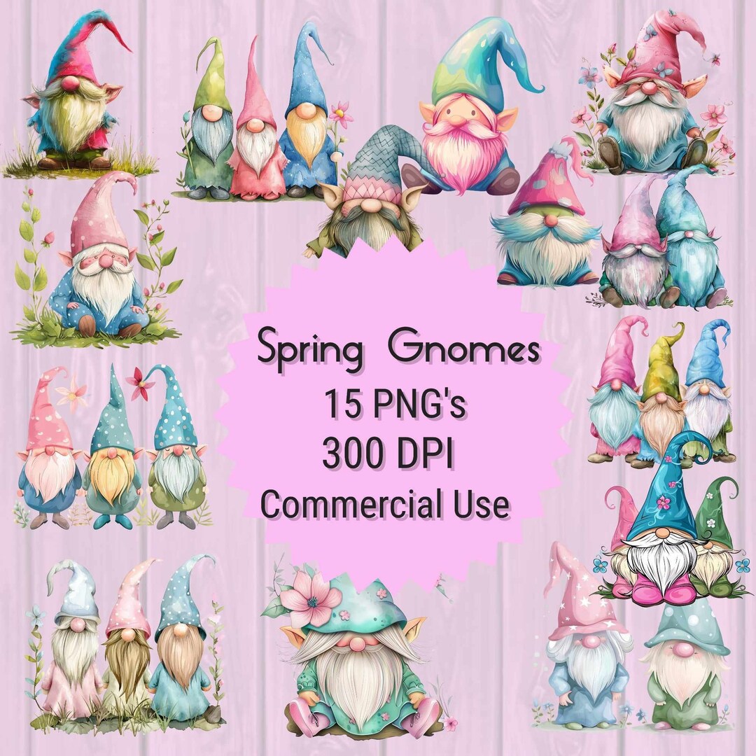 Spring Gnome Clipart: Garden Gnomes for Digital Crafting and Design ...
