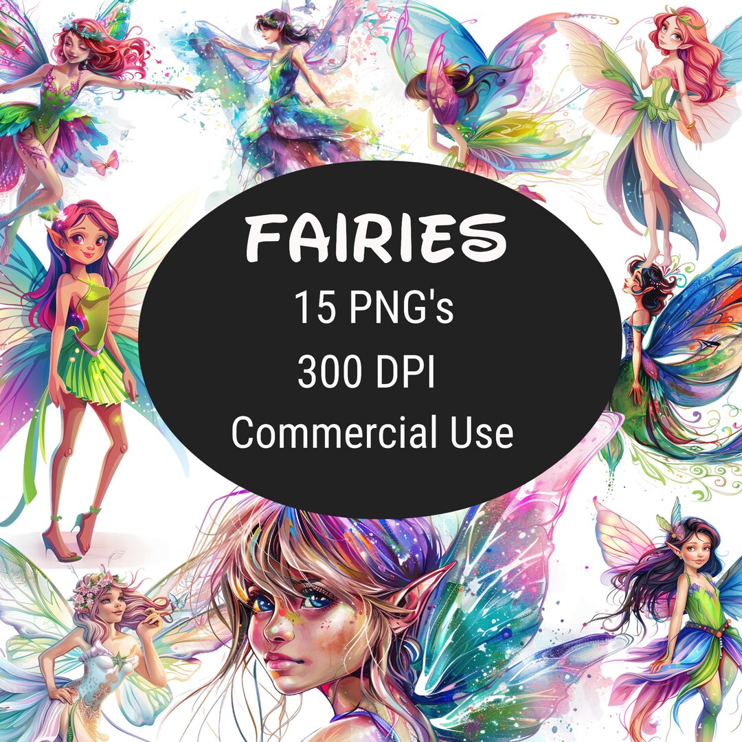 Fairy Clipart Bundle, Fantasy PNG Fairies (commercial Use) - Etsy