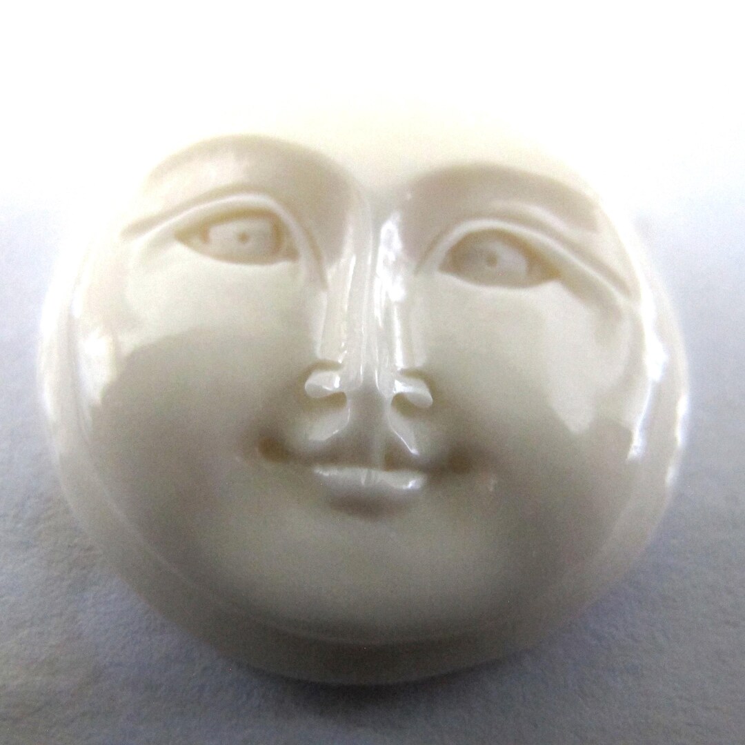 Carved Cow Bone Moon Face Open Eyes Rim Around Flat Back No Hole 2 ...