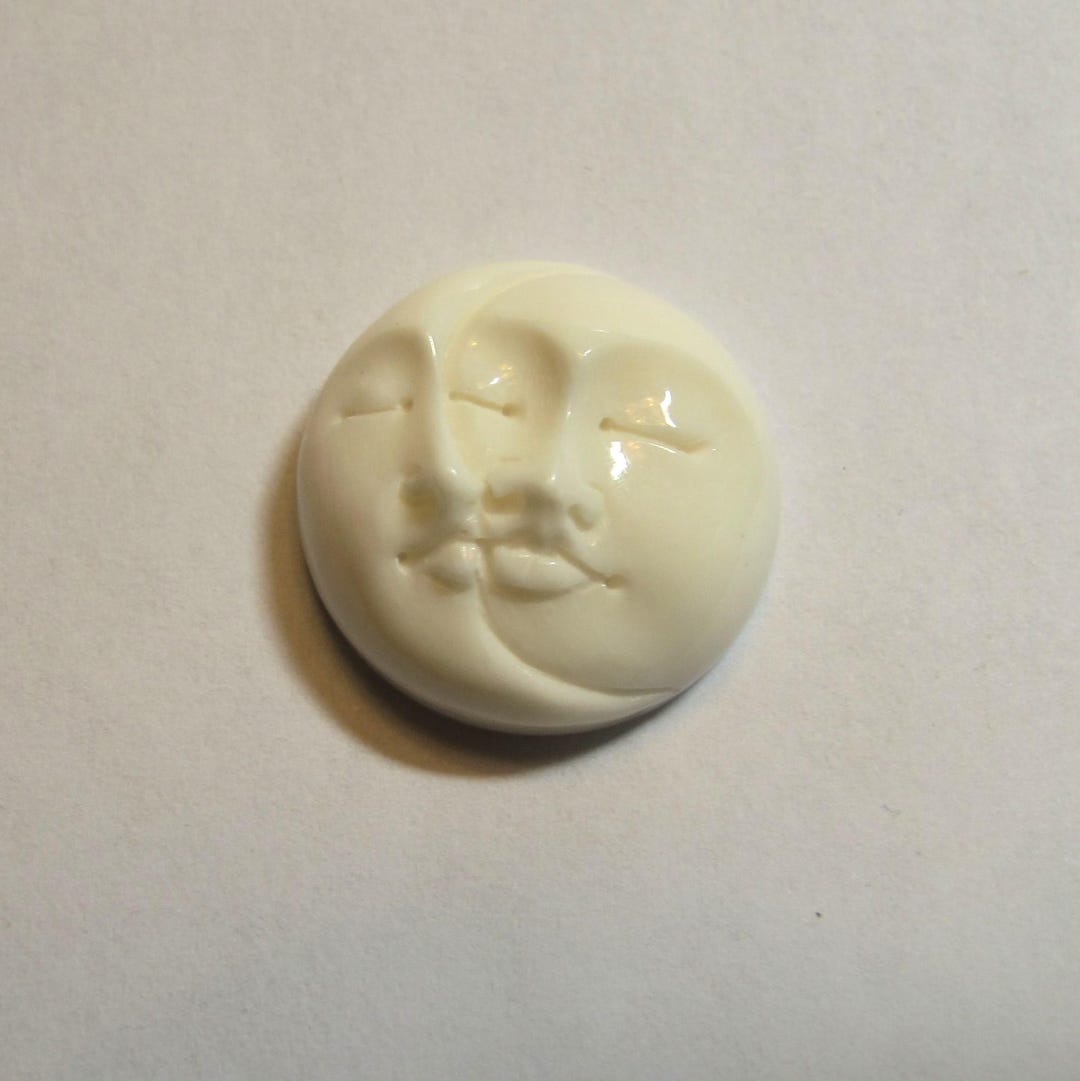 Carved Bone Moon With Waning Moon Cabochon: Bali Fair Trade (B. Taurus ...