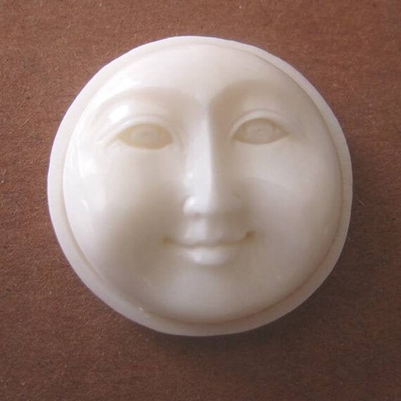 Carved Cow Bone Moon Face Open Eyes Rim Around Bali Fair Trade | Etsy