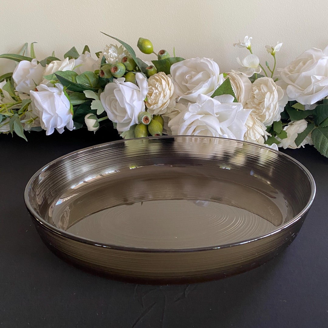 Vintage France Arcopal 'jardiniere' Smoked Glass Oval Serving/baking ...