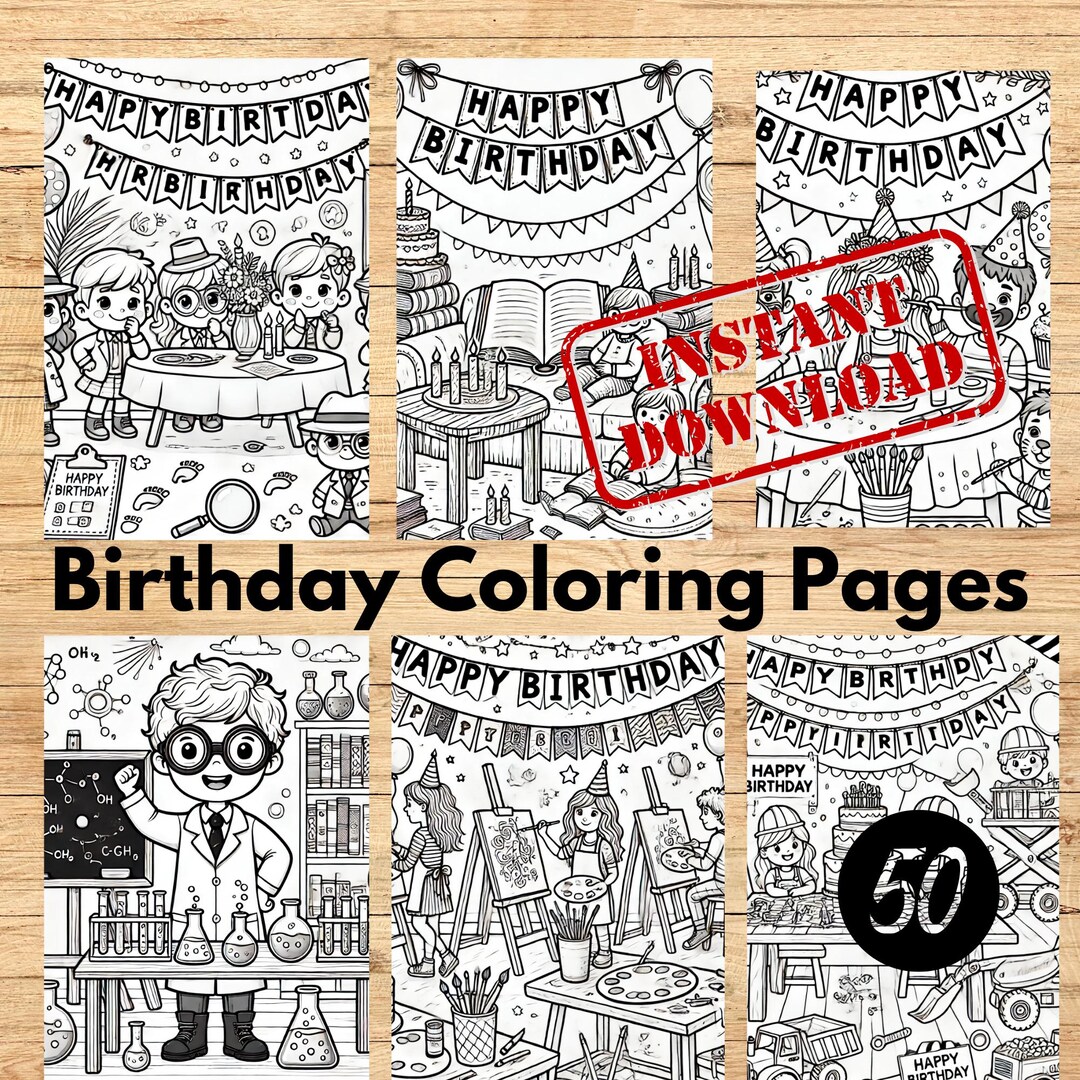 50 Unique Birthday Coloring Pages Birthday Cakes, Balloons, Gifts ...