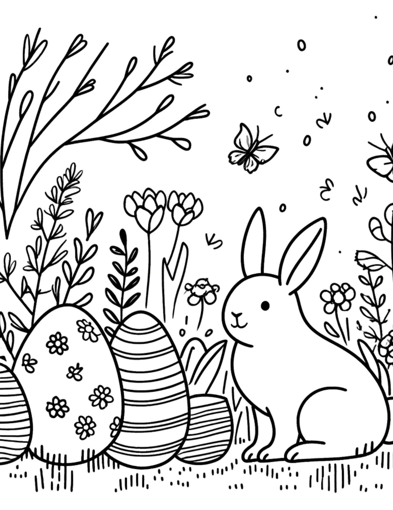 Easter Coloring Pages for Kids - Spring Bunny,eggs,printable Activity ...