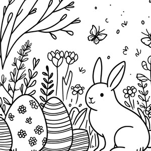 Easter Coloring Pages for Kids - Spring Bunny,eggs,printable Activity ...
