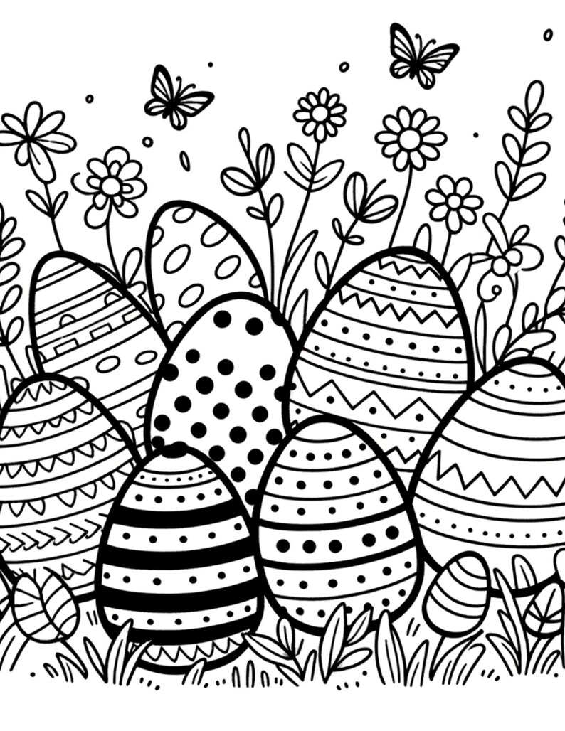 Easter Coloring Pages for Kids - Spring Bunny,eggs,printable Activity ...