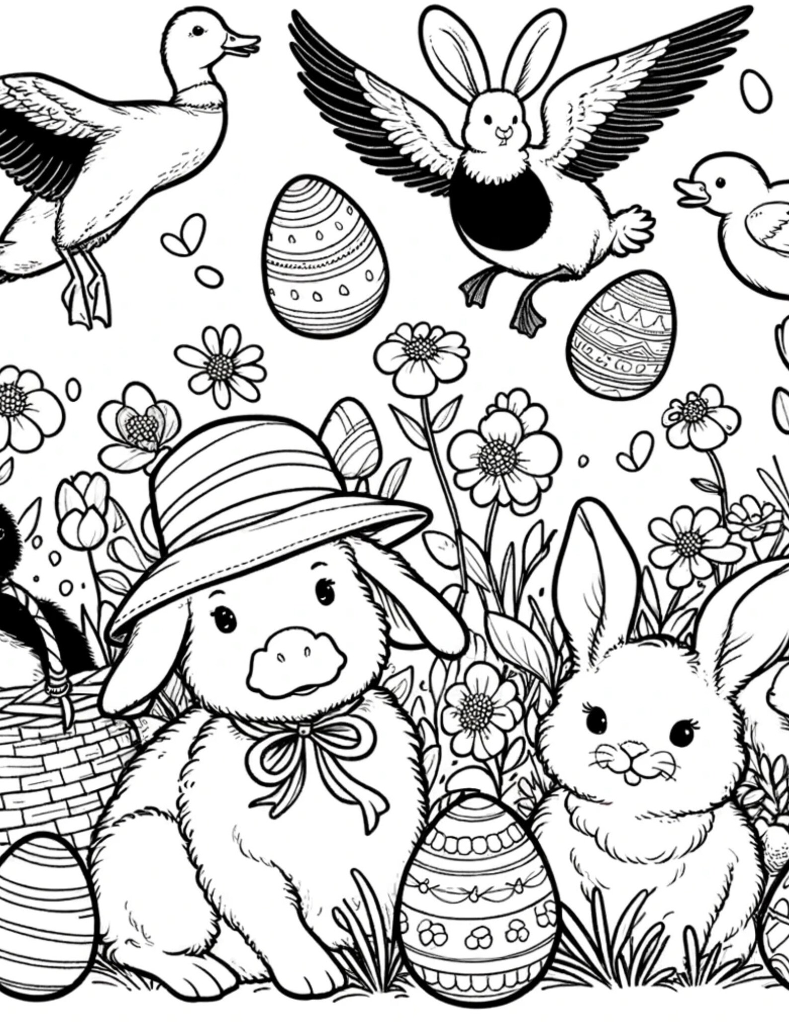 Easter Coloring Pages for Kids - Spring Bunny,eggs,printable Activity ...