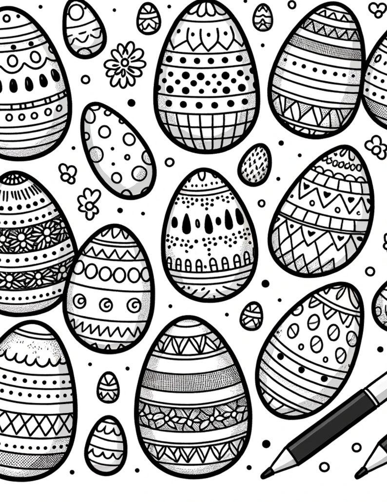 Easter Coloring Pages for Kids - Spring Bunny,eggs,printable Activity ...