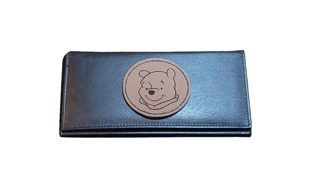 Laser Engraved Cartoon Bear Face Leather Checkbook Cover - Etsy