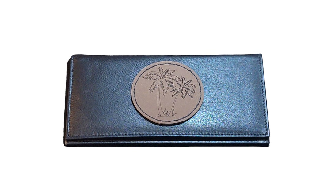 Laser Engraved Palm Tree Design Leather Checkbook Cover Palm Trees - Etsy