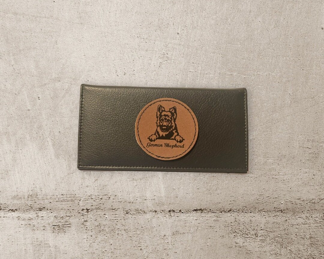 Laser Engraved German Shepherd Leather Checkbook Cover - Etsy