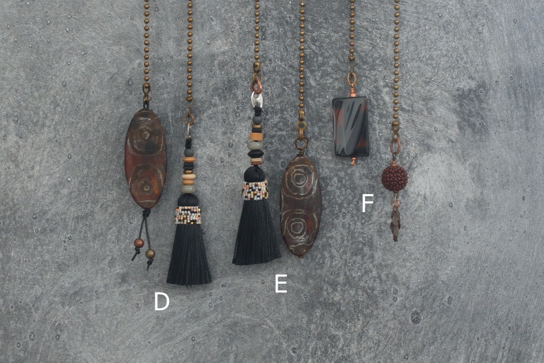 Handcrafted Bohemian Beaded Tassel Fan or Light Pulls With Chain - Etsy
