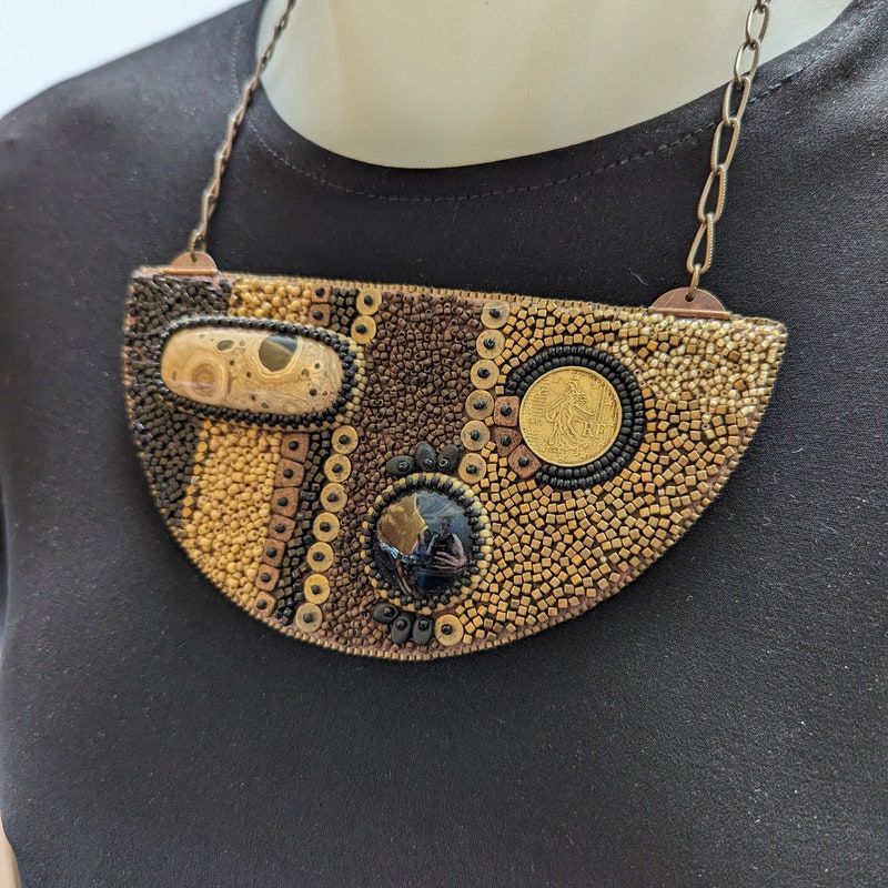 Beaded Bib Necklace - Etsy