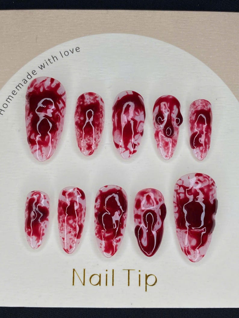 Halloween Blood Drip Press on Nails | Handmade Horror Costume Nail Art ...
