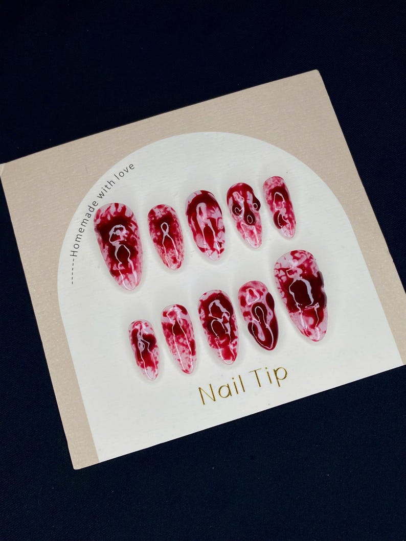 Halloween Blood Drip Press on Nails | Handmade Horror Costume Nail Art ...