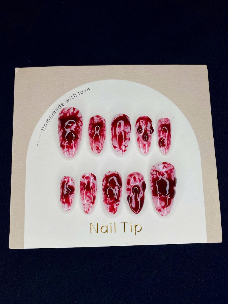 Halloween Blood Drip Press on Nails | Handmade Horror Costume Nail Art ...
