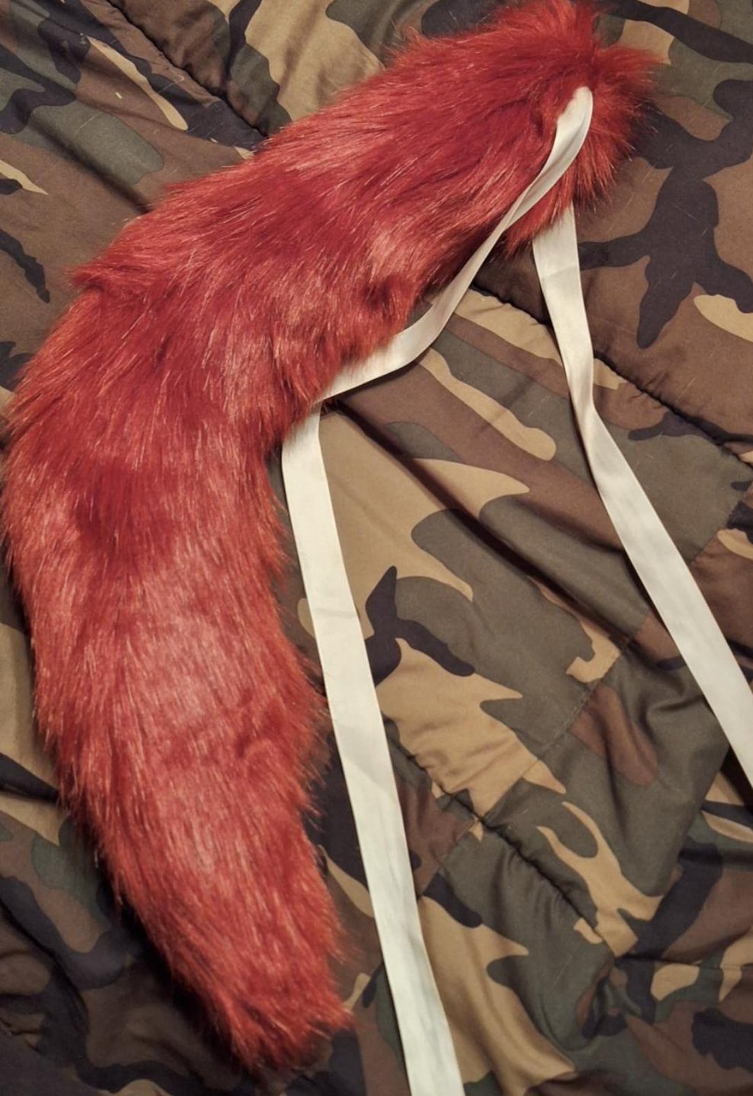 Red Faux Fur Fox Tail Cosplay Furry Tail - Etsy