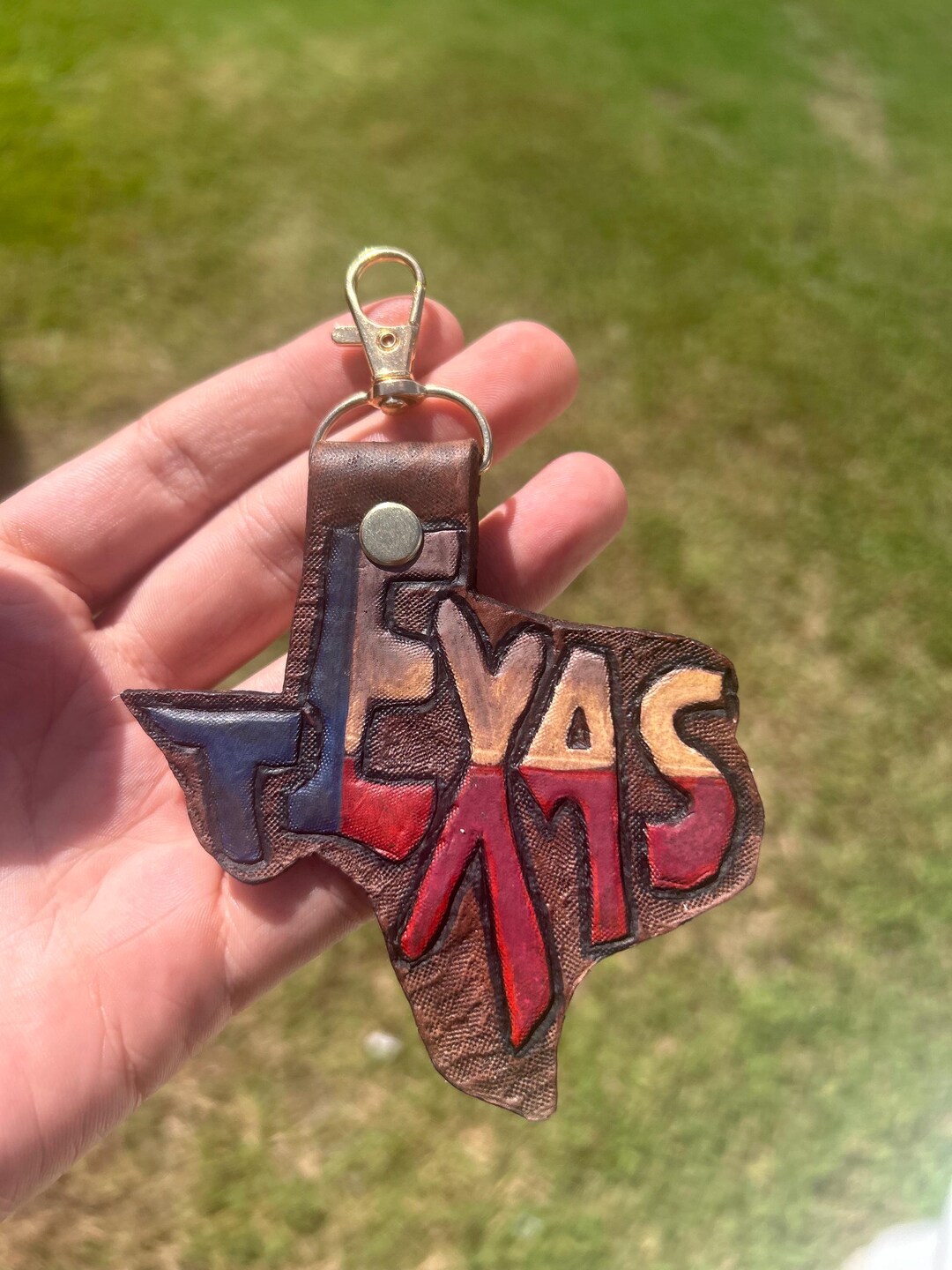 Custom Hand Tooled Texas Leather Keychain – Personalized Gift for ...