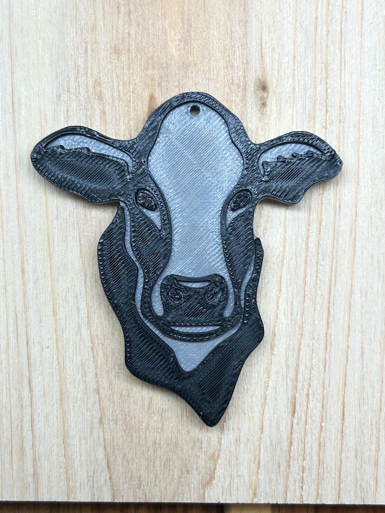 Cow Head Keychain | 3D Printed Farm Animal Keyring | Rustic Cow Lover ...